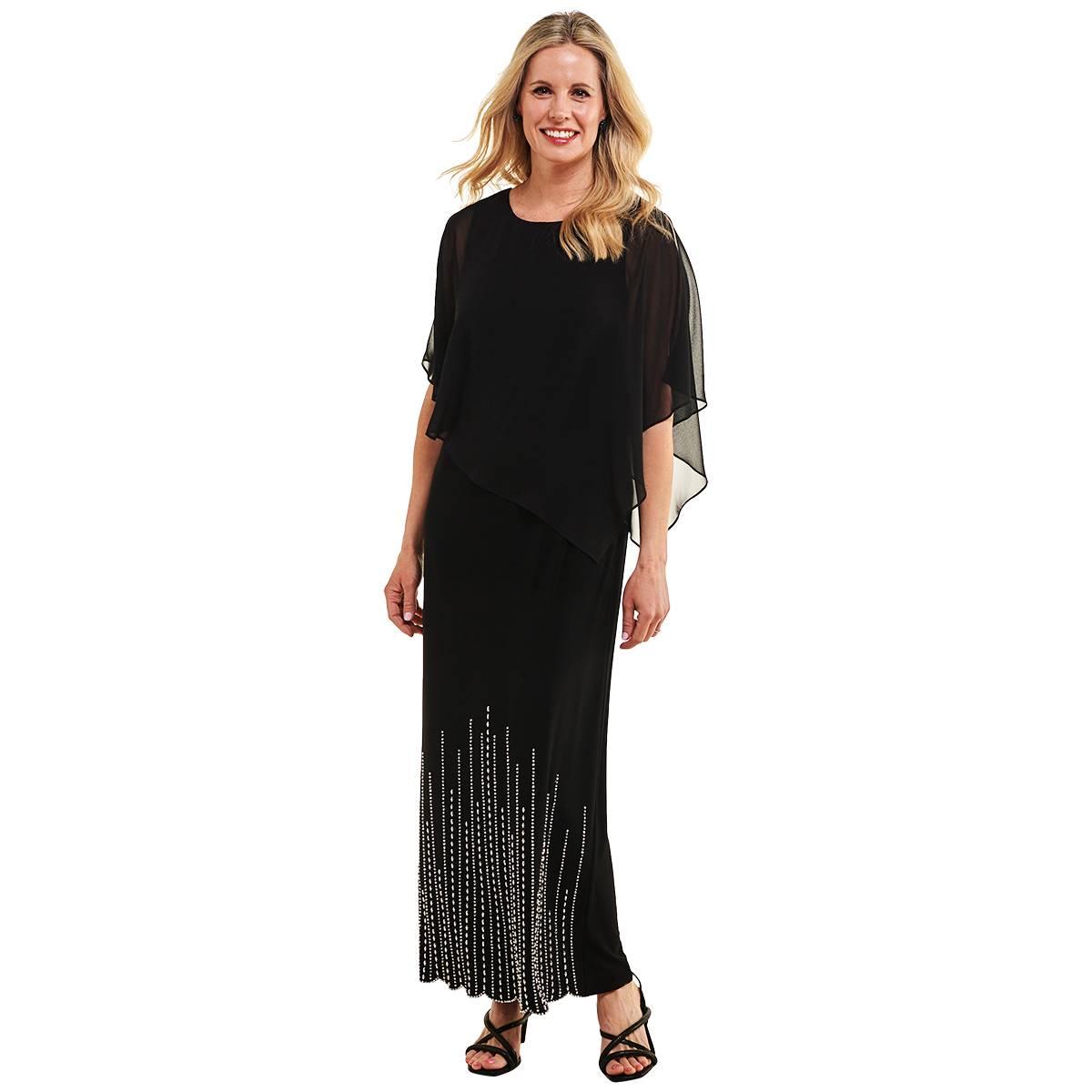 Click here for Womens MSK Beaded Trim Capelet Overlay Evening Gow... prices