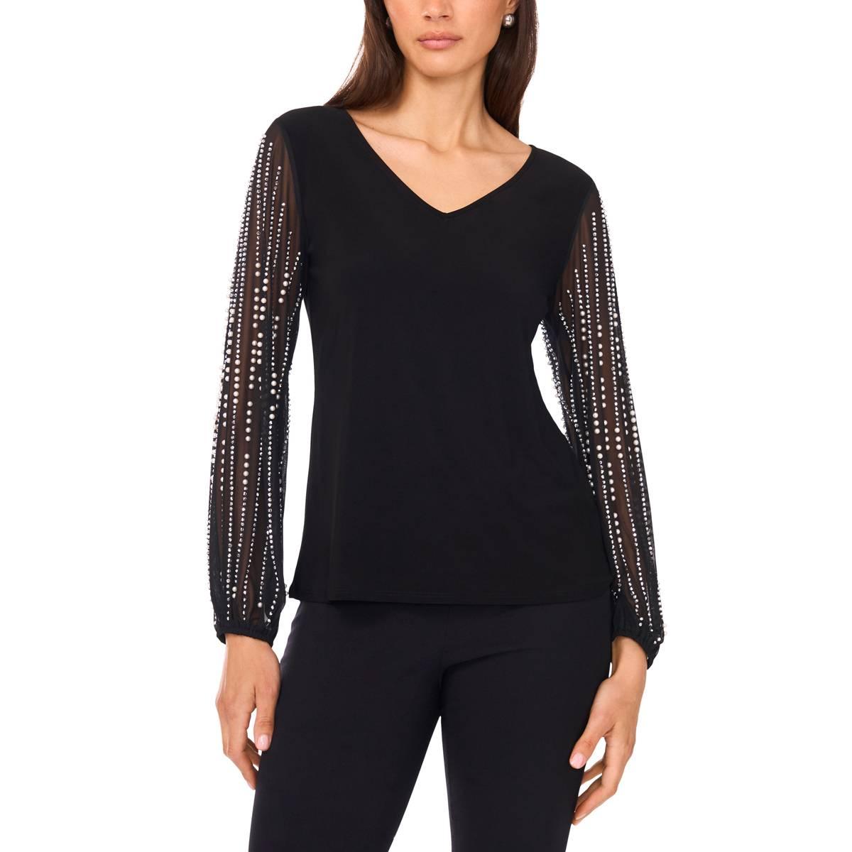 Click here for Womens MSK Long Beaded Sleeve V Neck Blouse prices