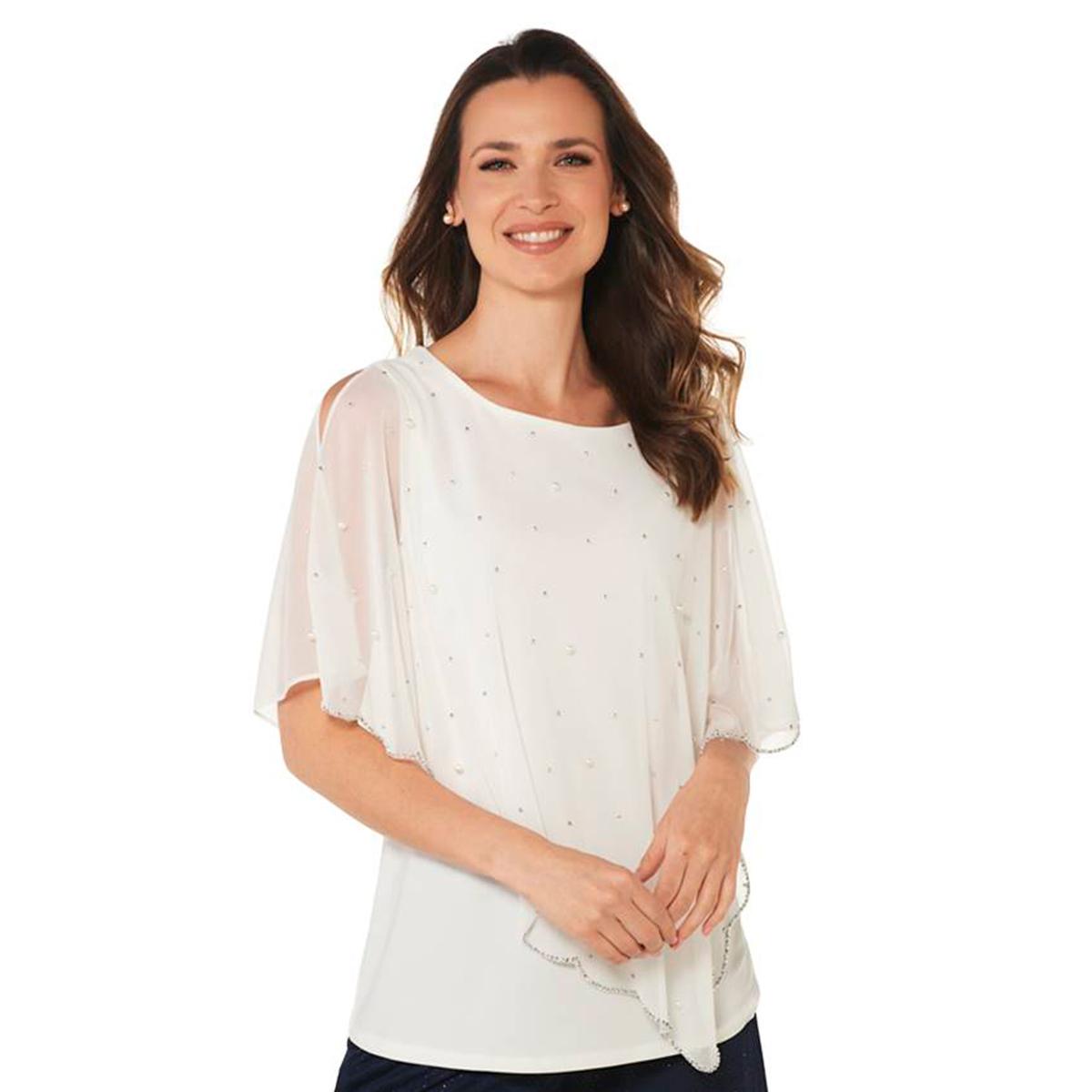 Click here for Womens MSK Farage Beaded Trim Overlay Blouse prices