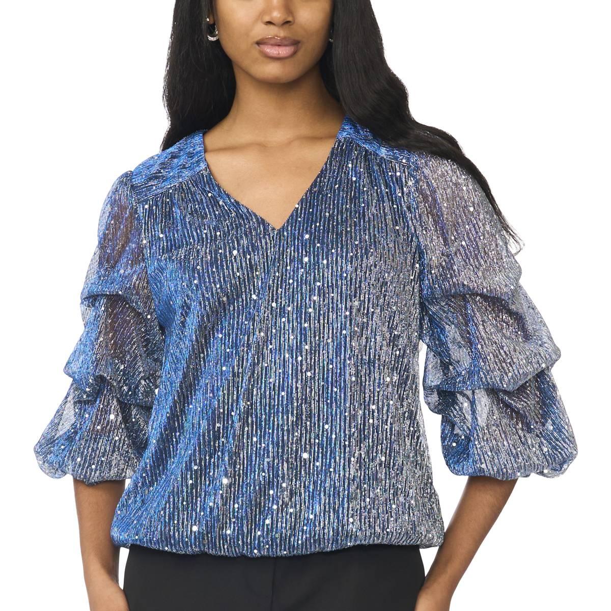 Click here for Womens MSK Lurex Crinkle Lantern Sleeve Blouse prices