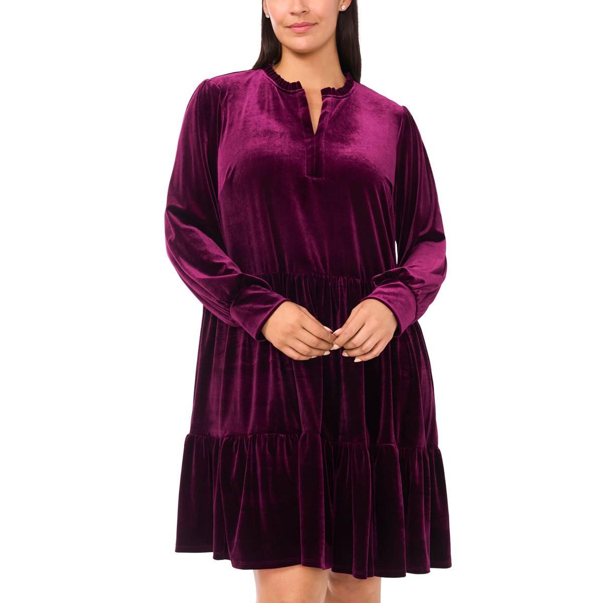 Click here for Plus Size MSK Long Sleeve Velvet Baby Doll A-Line... prices