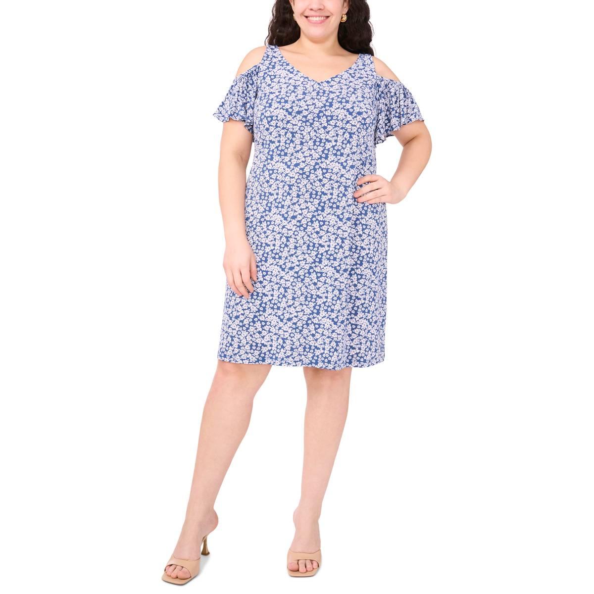 Click here for Plus Size MSK Flutter Cold Shoulder Floral Swing S... prices