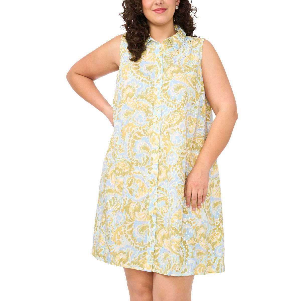 Click here for Petite MSK Sleeveless Paisley Button Front Shirtdr... prices