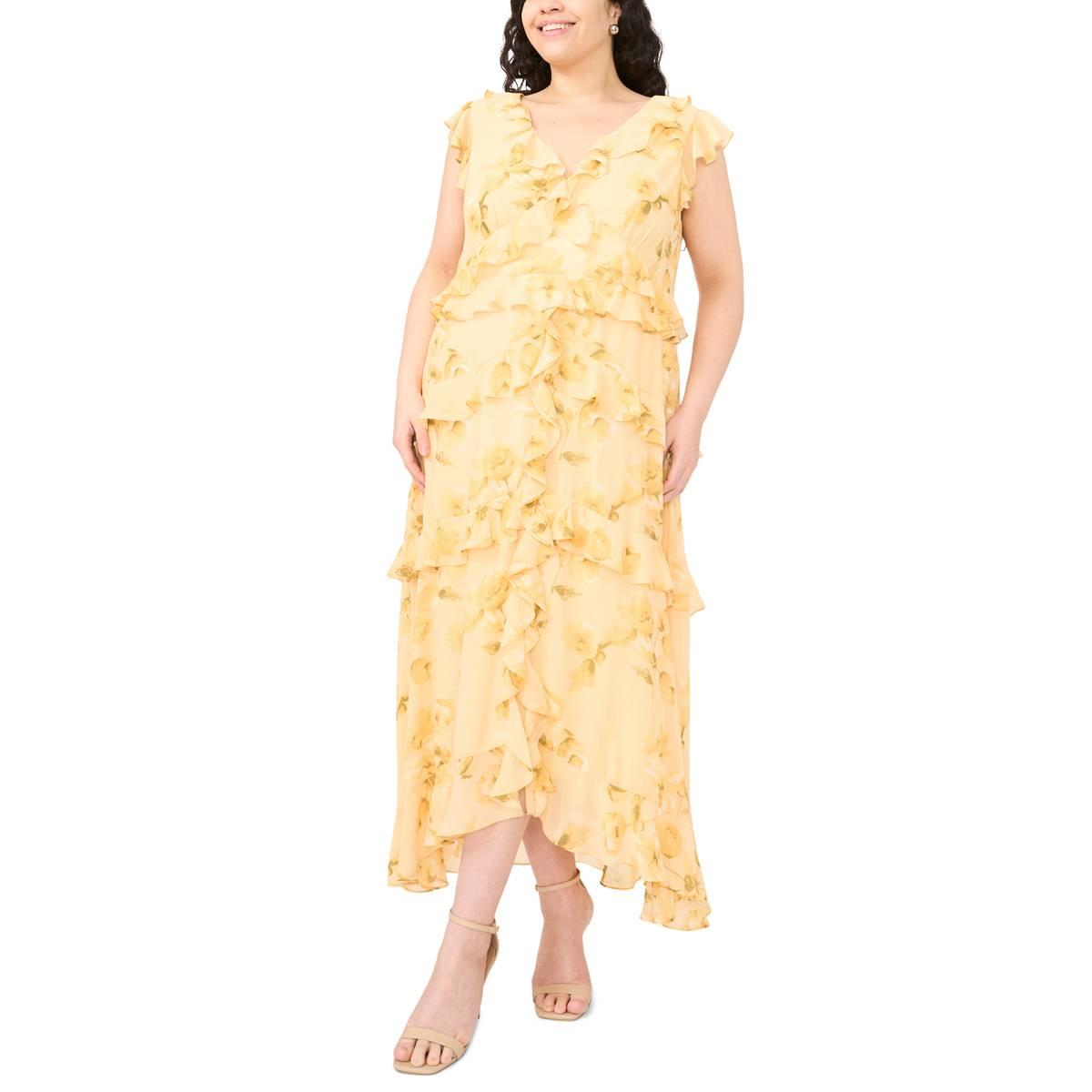 Click here for Plus Size MSK Floral Chiffon Cascade Ruffle Hi Low... prices