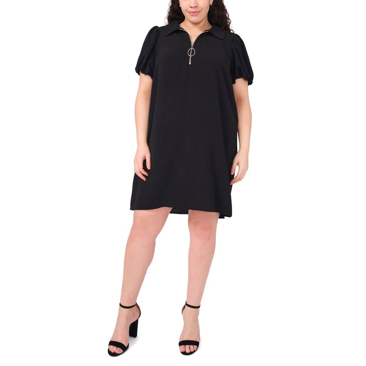 Click here for Plus Size MSK Short Puff Sleeve Twill Half Zip Nec... prices