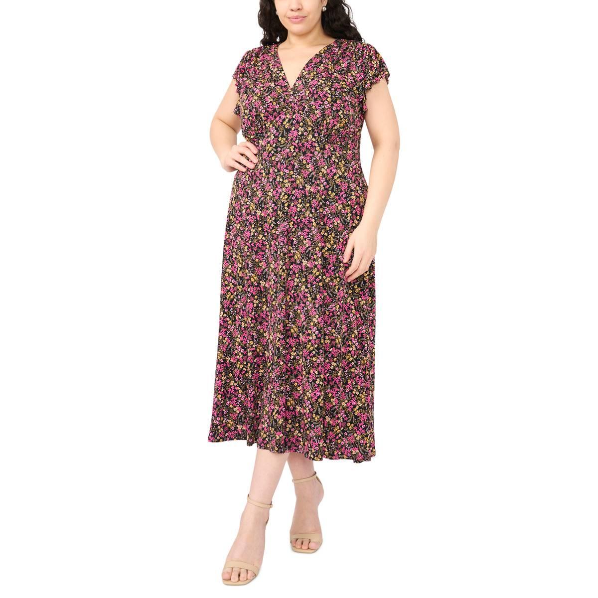 Click here for Plus Size MSK Flutter Cap Sleeve V Neck Ditsy Flor... prices