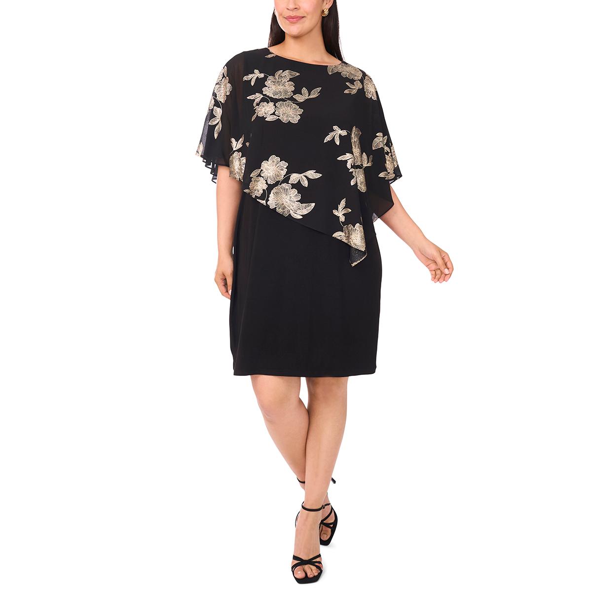 Click here for Plus Size MSK Asymmetrical Floral Overlay Shift Dr... prices