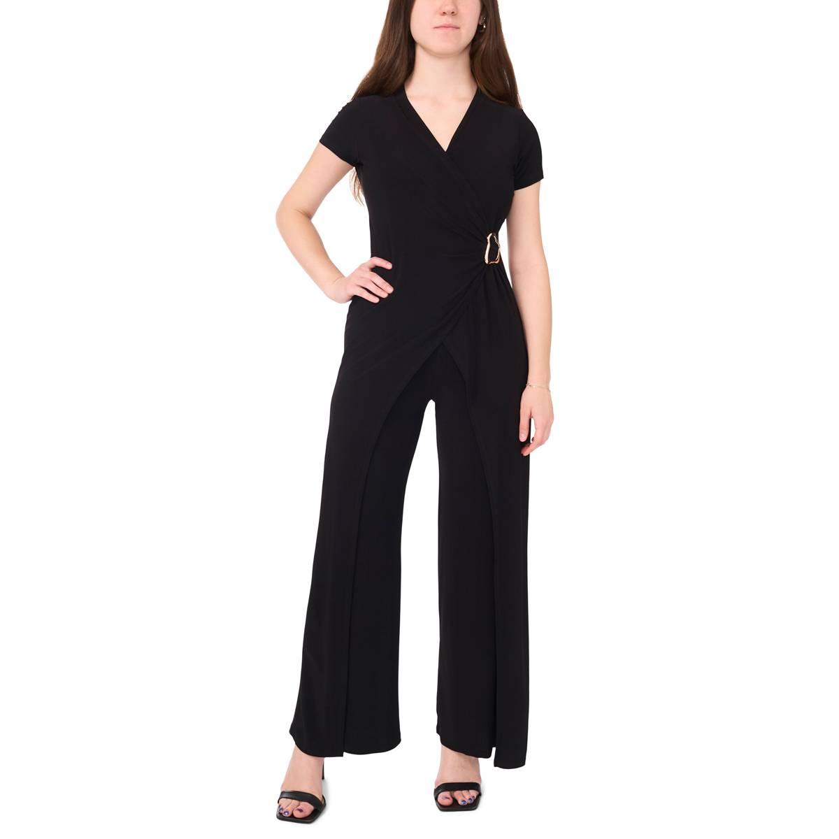 Click here for Petite MSK Short Sleeve Solid Wrap Jumpsuit prices