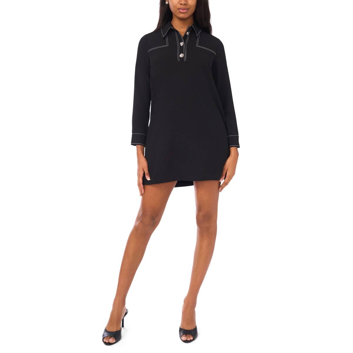 Click here for Petite MSK Long Sleeve Point Collar Crepe Shift Dr... prices