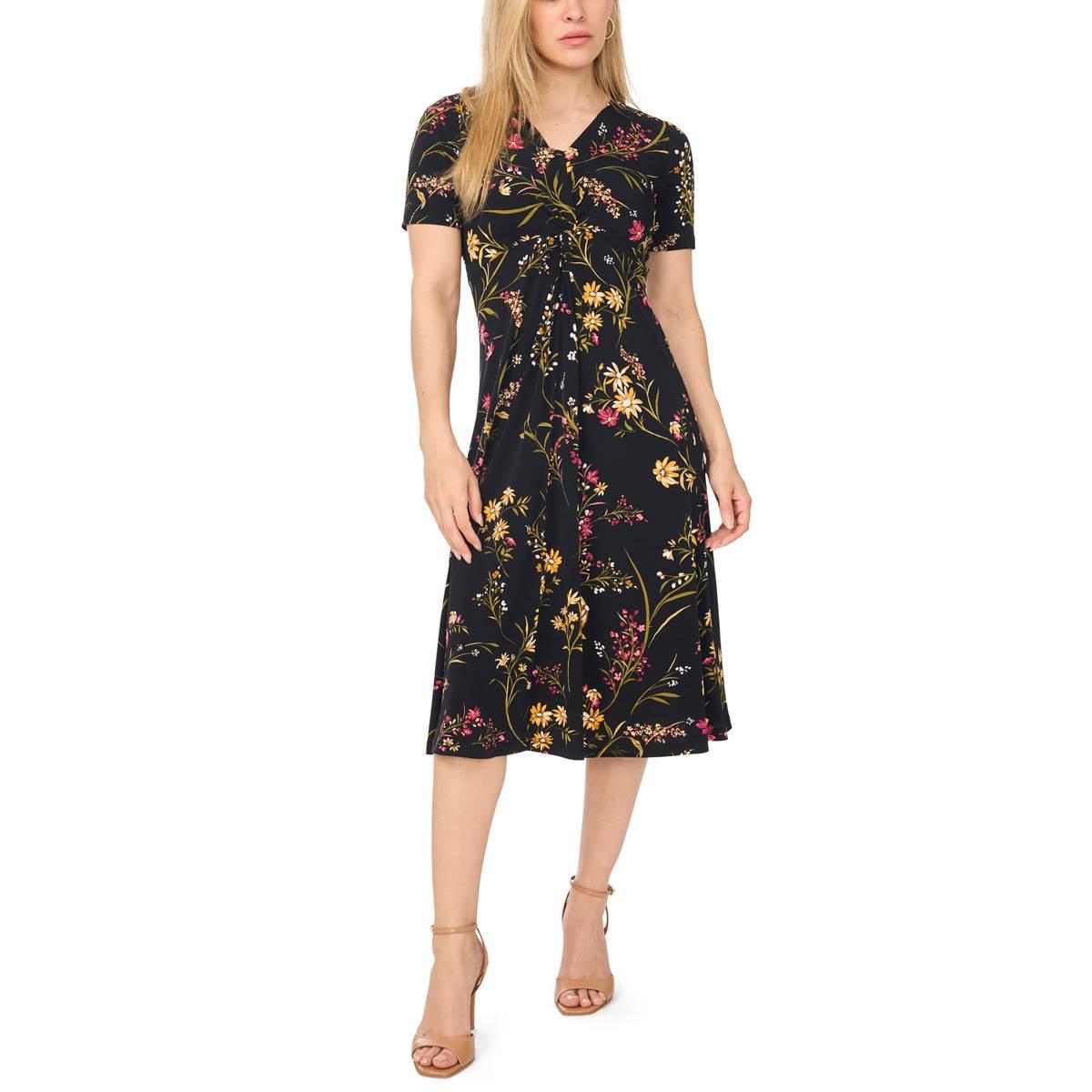Click here for Petite MSK Short Sleeve V-Neck Twist Front Floral... prices