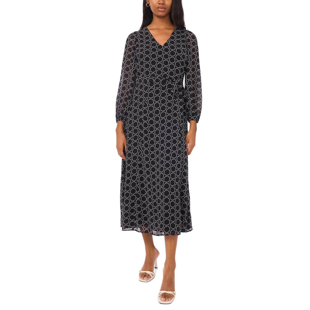 Click here for Petite MSK Chiffon 3/4 Sleeve Geometric Midi Dress prices