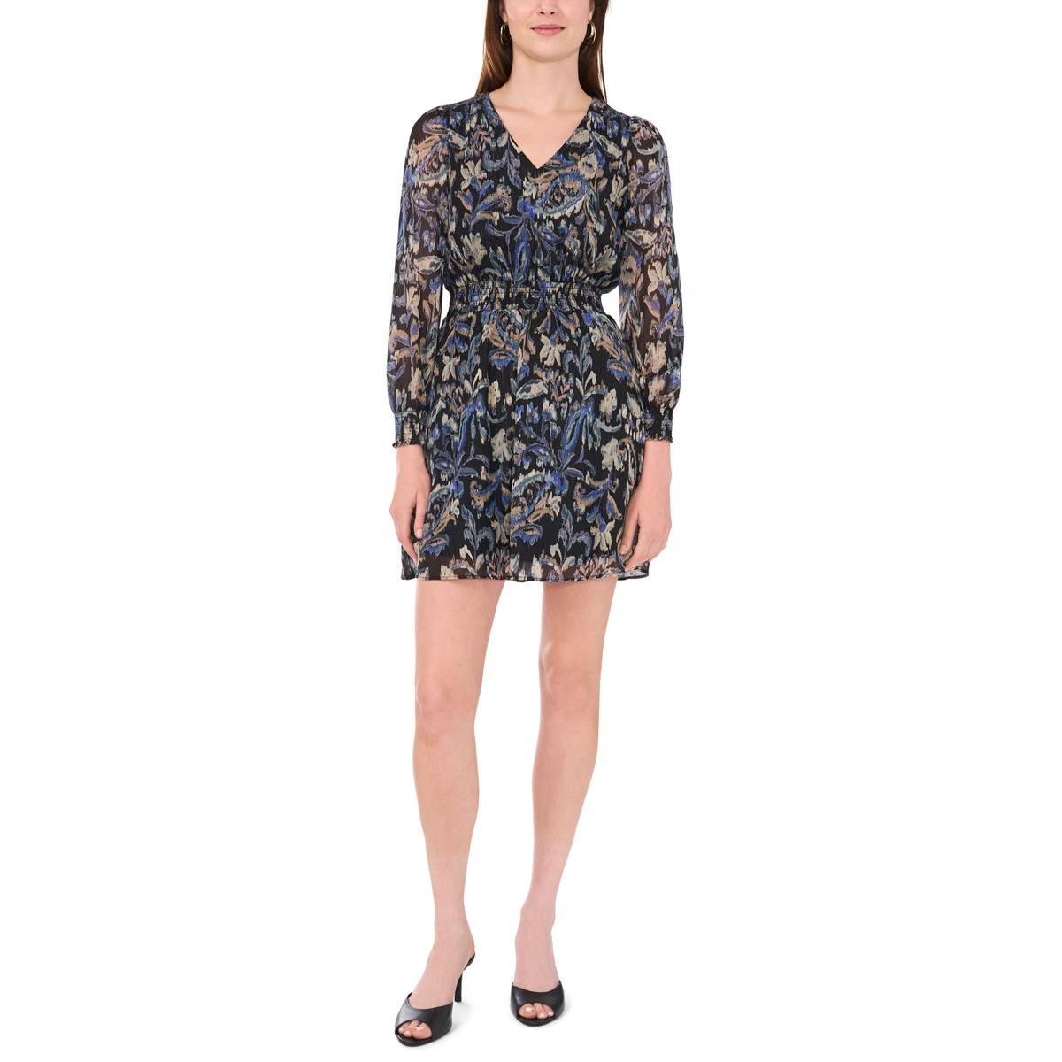 Click here for Petite MSK Long Sleeve V Neck Leaf Yoryu A-Line Dr... prices