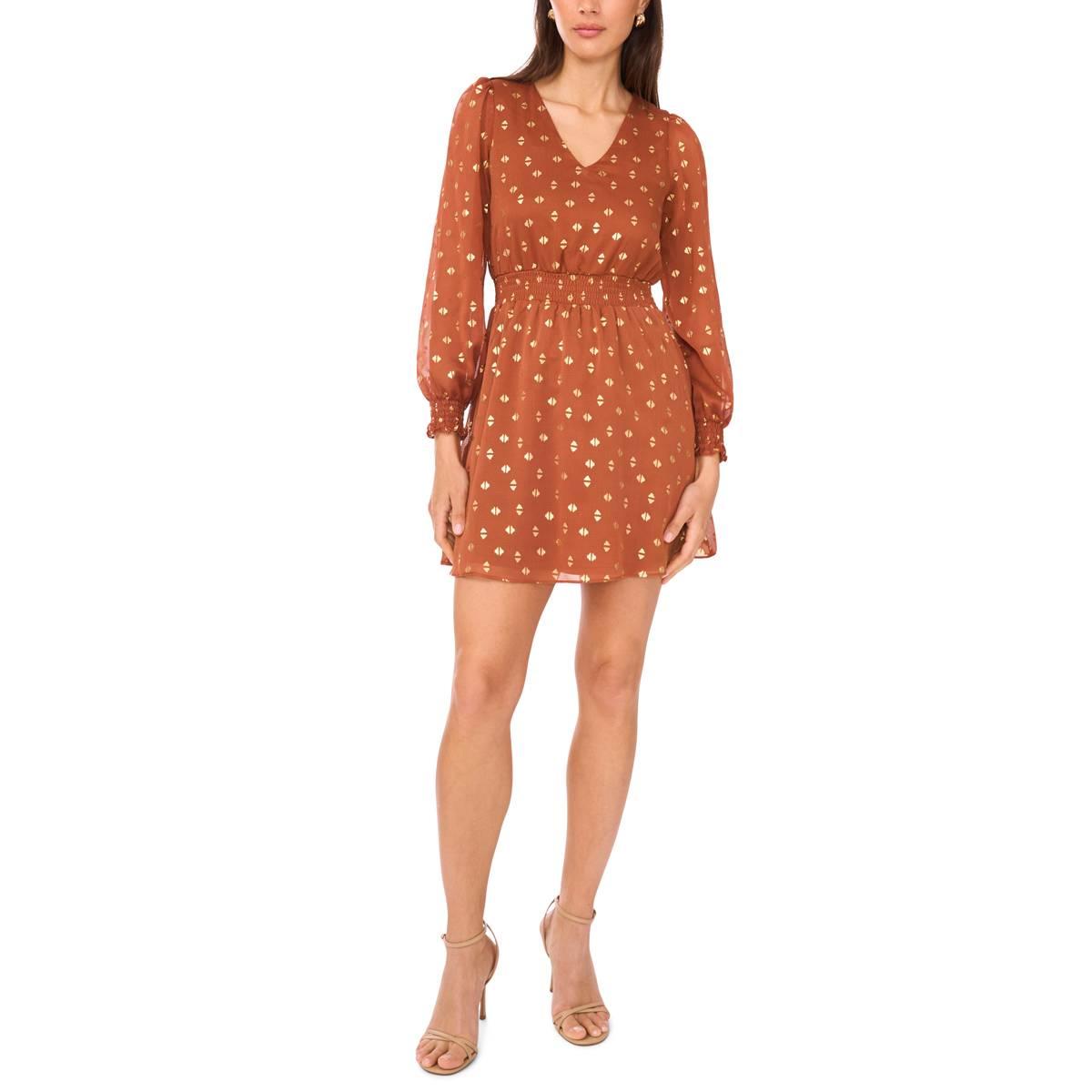Click here for Petite MSK Triangle Dot Chiffon Smock Waist A-Line... prices