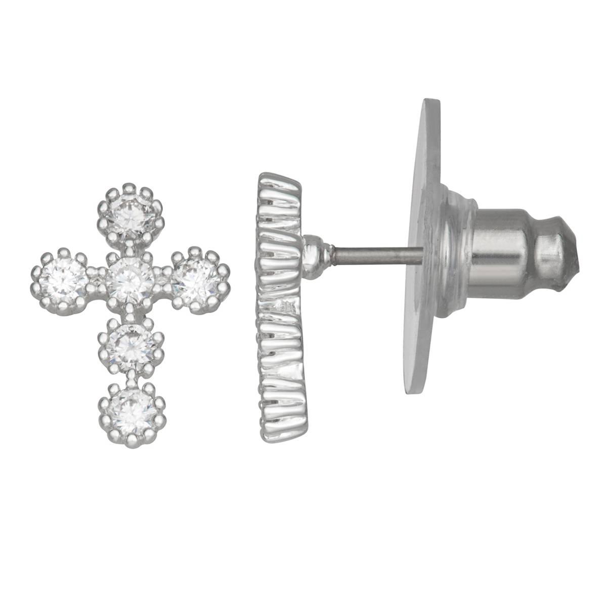 Click here for Napier Silver-Tone Crystal Cross Stud Post Earring... prices