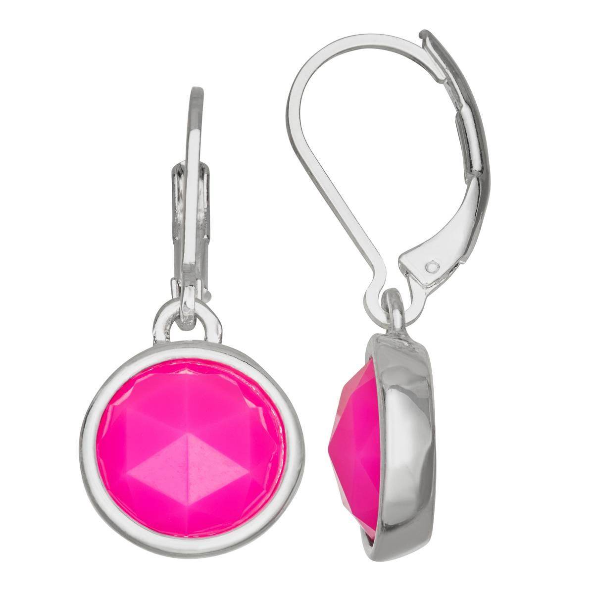 Click here for Napier Silver-Tone & Pink Drop Leverback Earrings prices