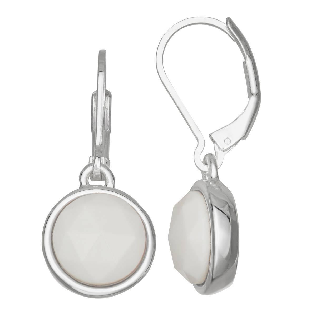 Click here for Napier Silver-Tone & White Drop Leverback Earrings prices