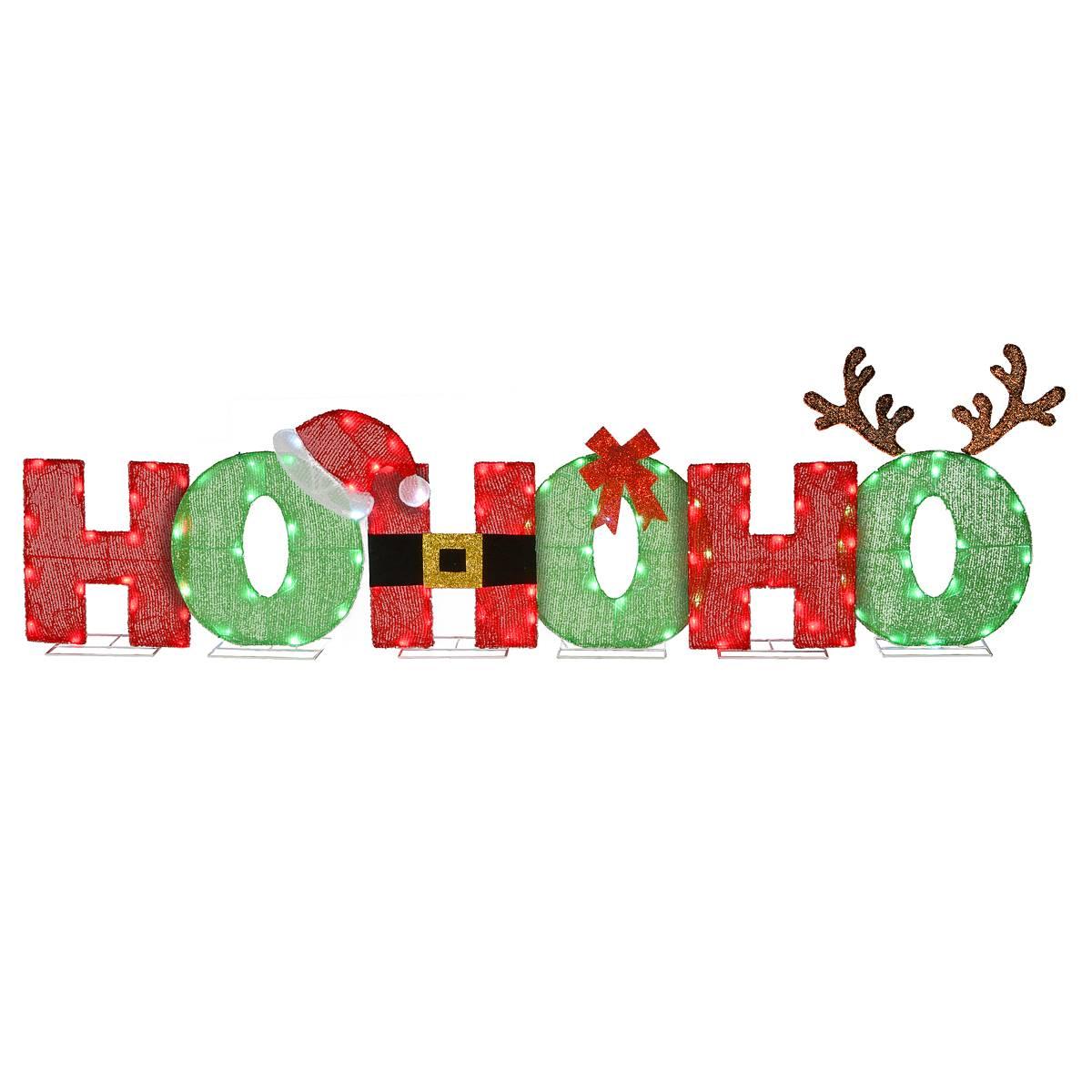National Tree Company Pre-Lit Ho Ho Ho Decoration - Red