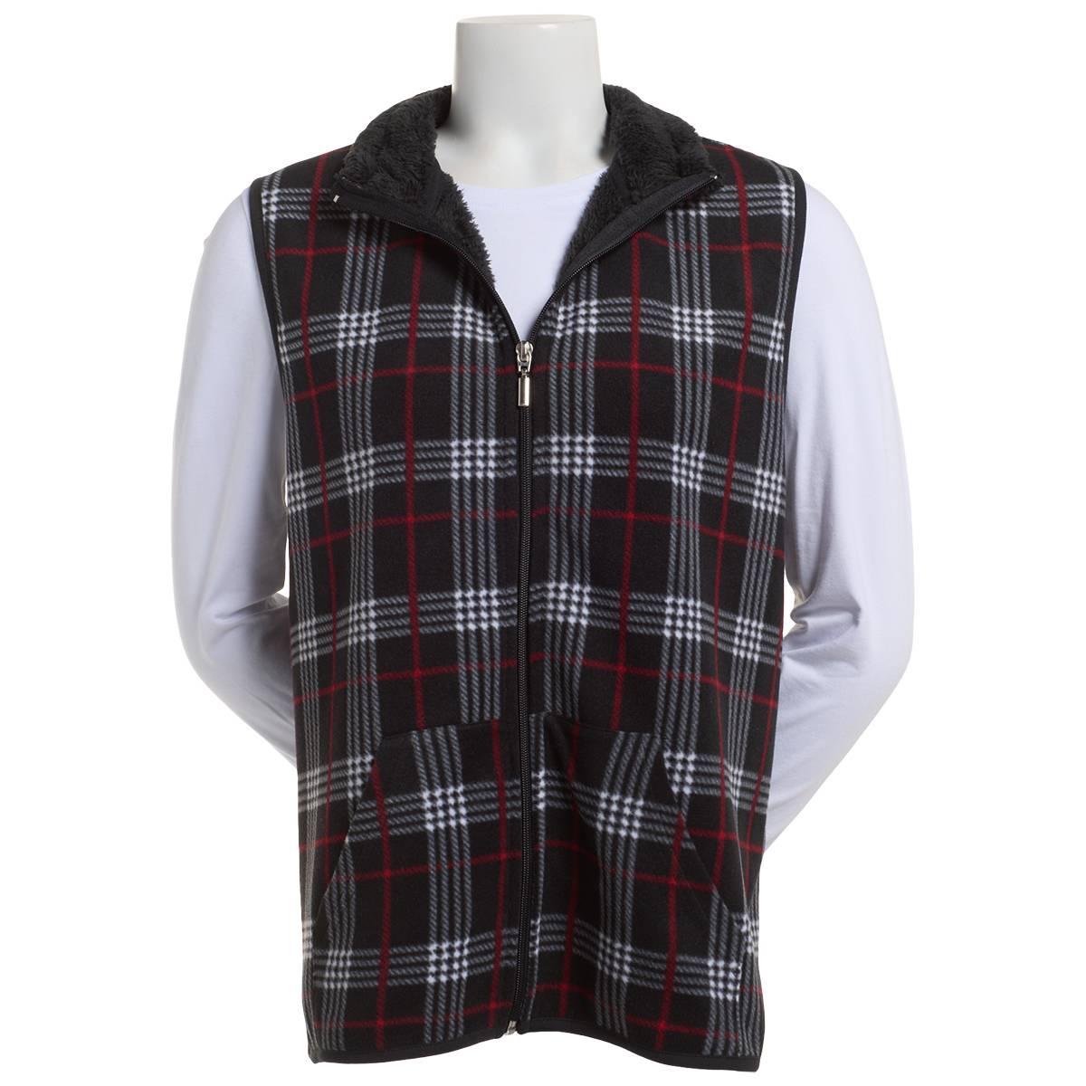 Click here for Petite Hasting & Smith Sherpa Lined Plaid Polar Ve... prices