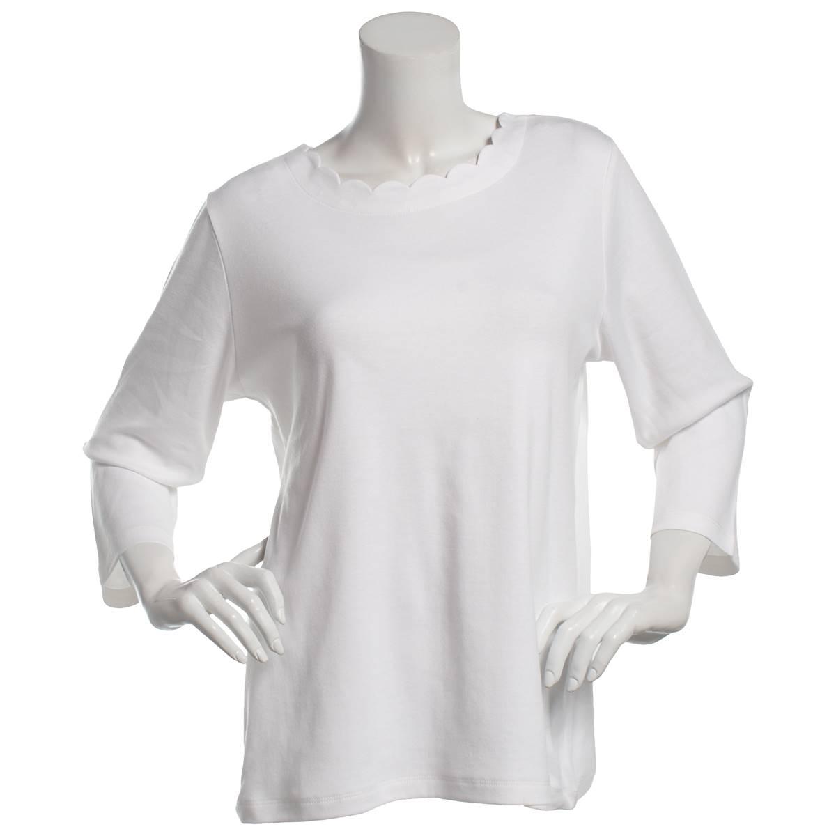 Click here for Womens Hasting & Smith 3/4 Sleeve Scallop Neck Tee prices