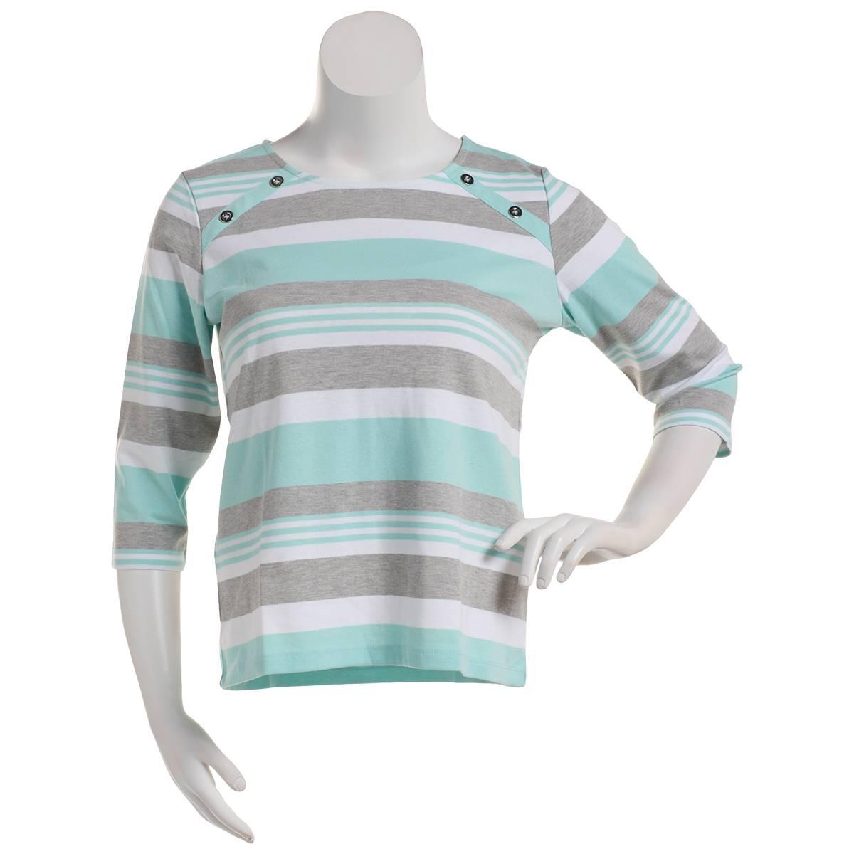 Click here for Plus Size Hasting & Smith 3/4 Sleeve Stripe Button... prices