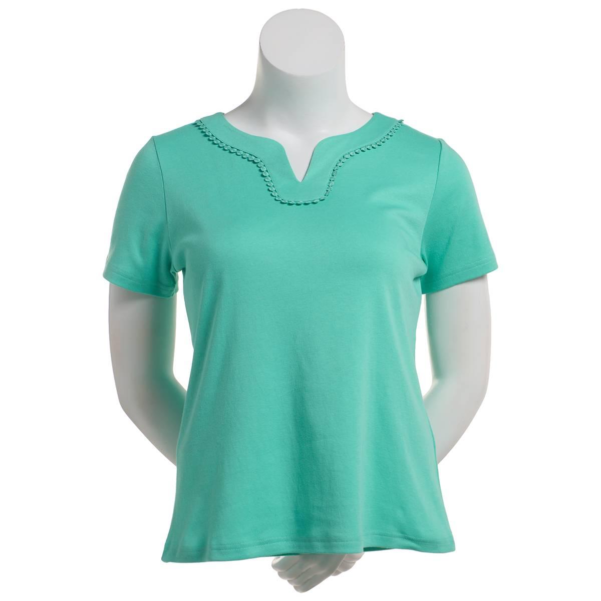 Click here for Plus Size Hasting & Smith Solid Short Sleeve Spilt... prices