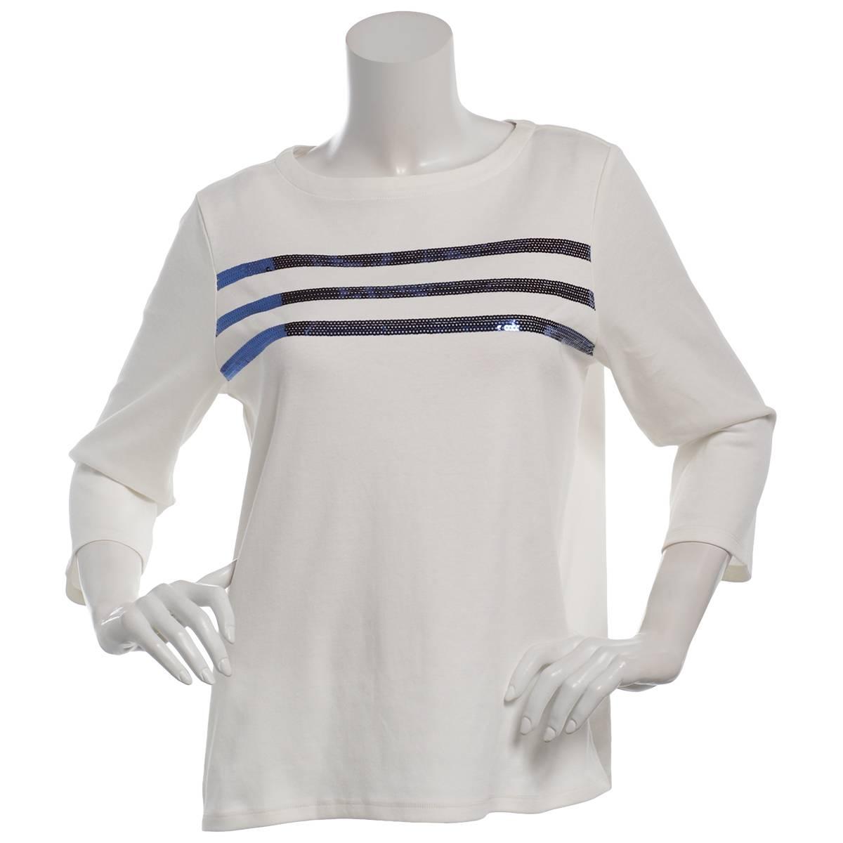 Click here for Petite Hasting & Smith 3/4 Sleeve Boat Neck Sequin... prices