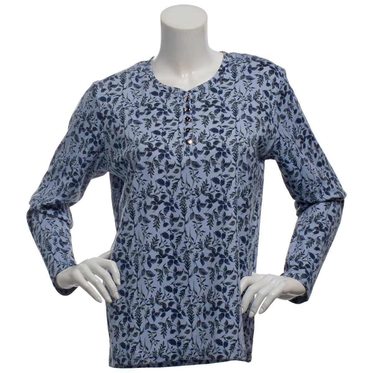 Click here for Plus Size Hasting & Smith Long Sleeve Tonal Leaf H... prices