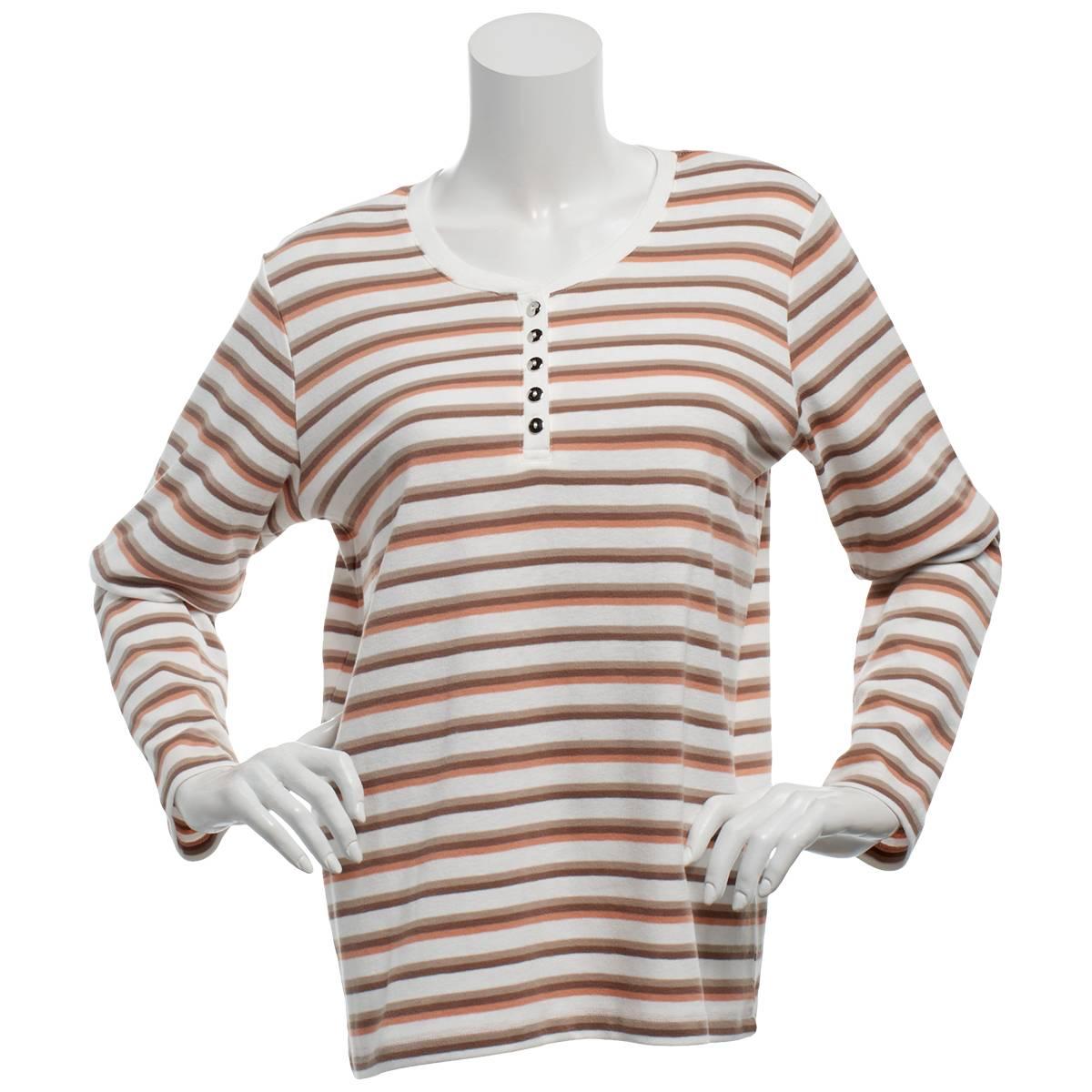 Click here for Womens Hasting & Smith Long Sleeve Stripe Henley T... prices