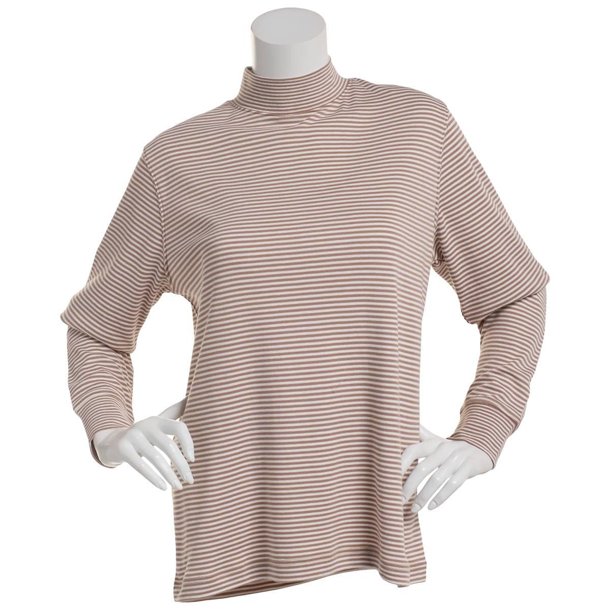Click here for Womens Hasting & Smith Yarn Dye Stripe Mock Neck T... prices
