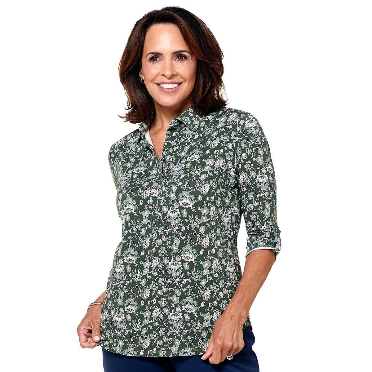 Click here for Womens Hasting & Smith Floral 3/4 Sleeve Casual Bu... prices