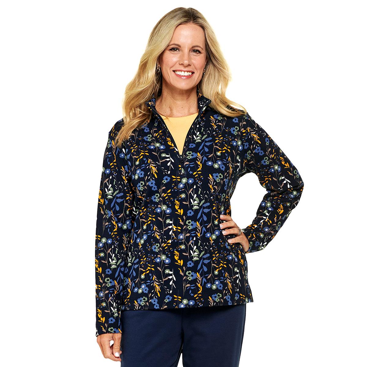 Click here for Plus Size Hasting & Smith Long Sleeve 1/2 Zip Flor... prices