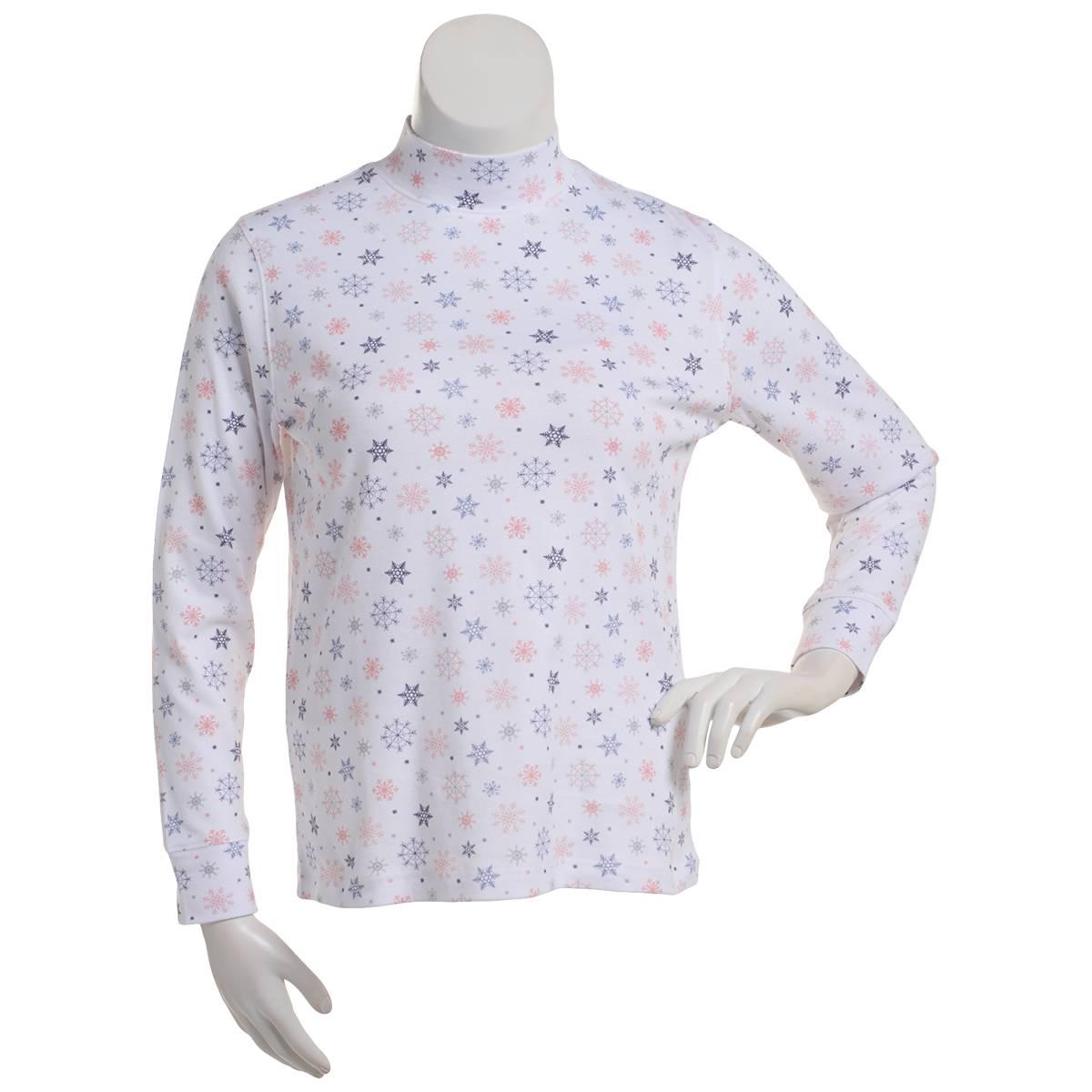 Click here for Petite Hasting & Smith Icy Snowflakes Mock Neck Te... prices