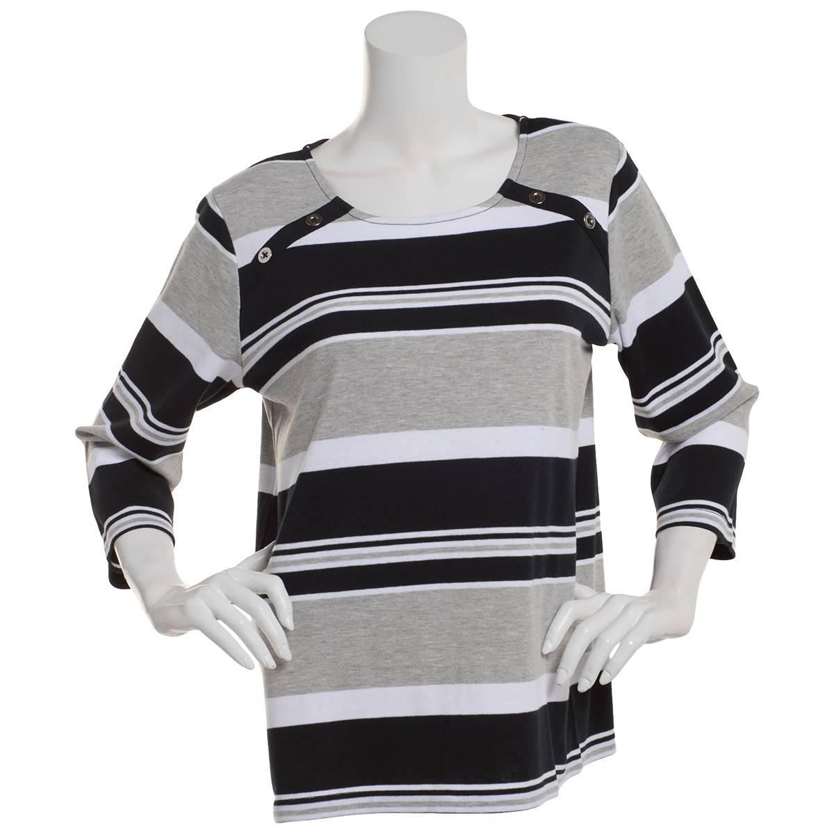 Click here for Petite Hasting & Smith 3/4 Sleeve Striped Crew Top... prices