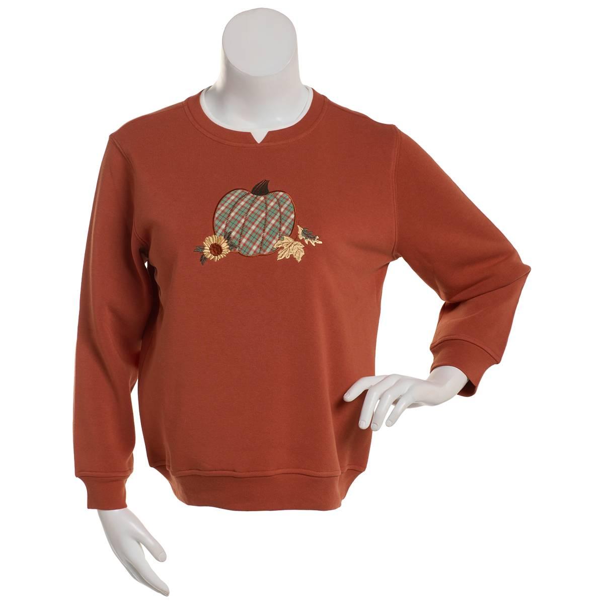 Click here for Petite Hasting & Smith Pumpkin Embroidered Sweatsh... prices