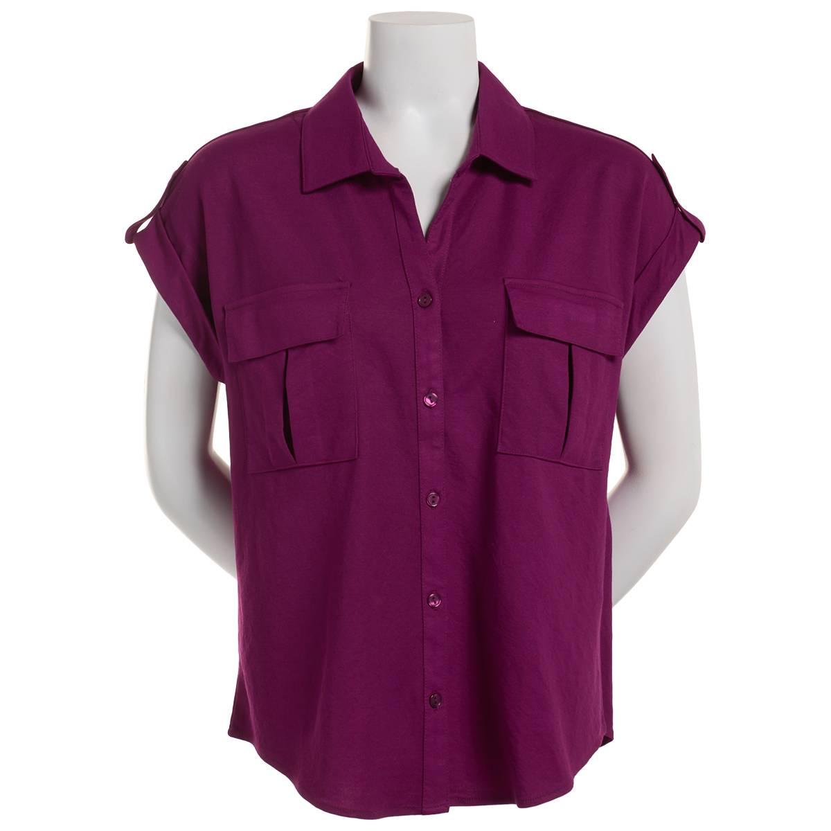 Click here for Petite Preswick & Moore(R) Solid Button Front Blou... prices