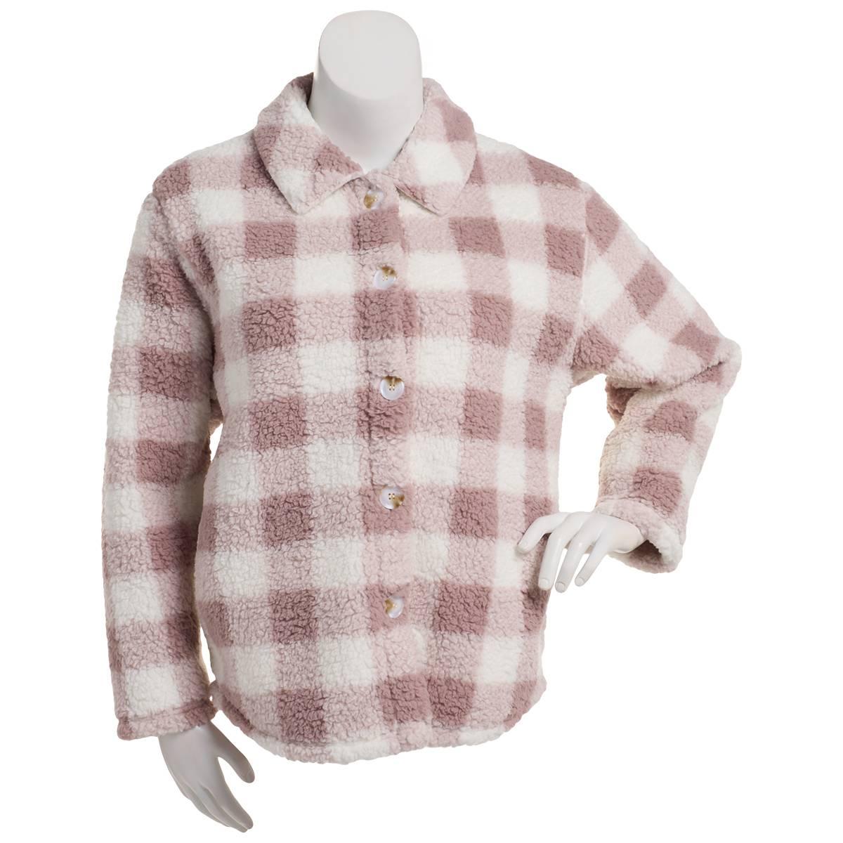 Click here for Petite Mountain Ridge Long Sleeve Plaid Sherpa Jac... prices