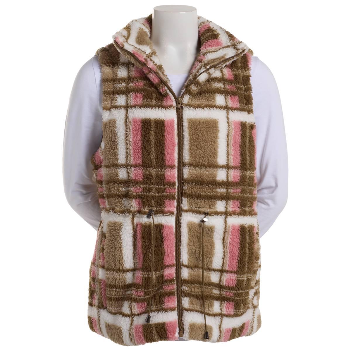 Click here for Womens Mountain Ridge Zip Mock Neck Plaid Teddy Sh... prices