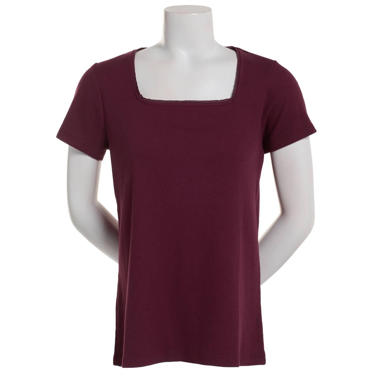 Click here for Womens Architect(R) Solid Ribbed Short Sleeve Squa... prices