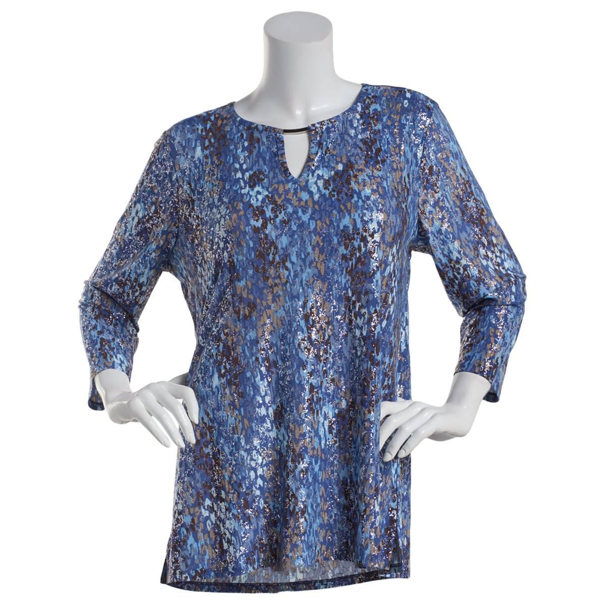 Click here for Womens Emily Daniels  3/4 Sleeve Foil Abstract Bar... prices
