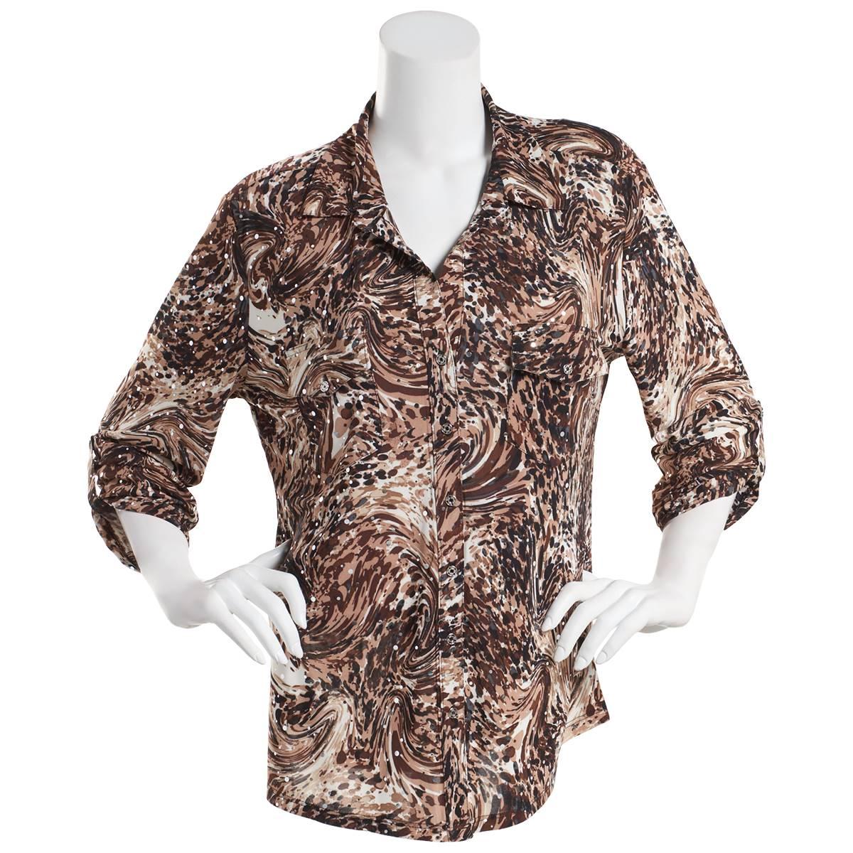 Click here for Womens Emily Daniels 3/4 Sleeve Swirl Disco Dot Bu... prices