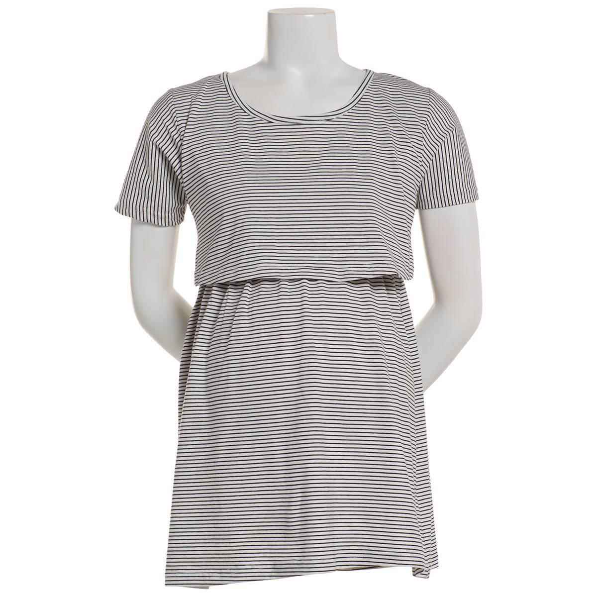 Click here for Womens Times Two Short Sleeve Popover Striped Nurs... prices