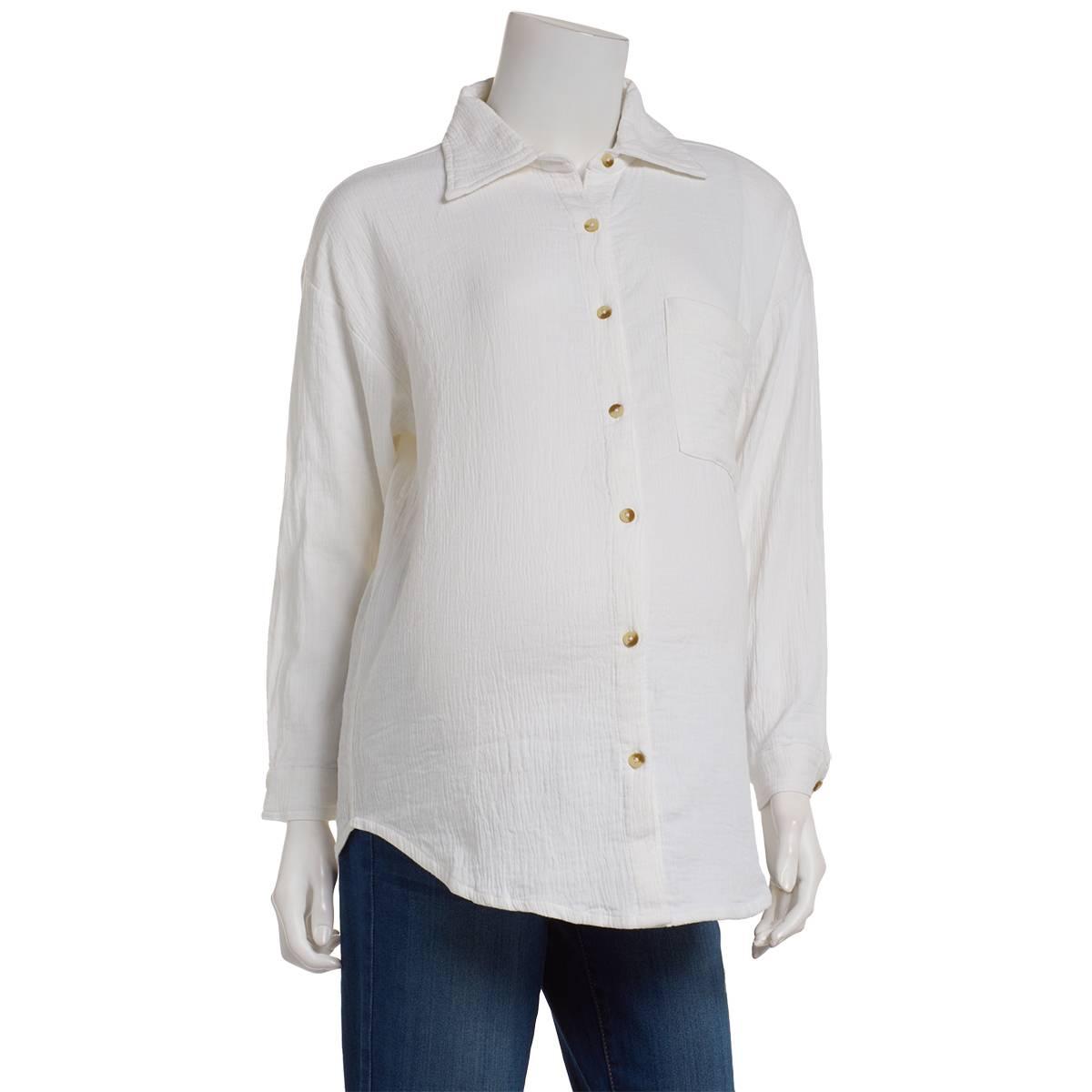 Click here for Womens Times Two Long Sleeve Maternity Button Down... prices
