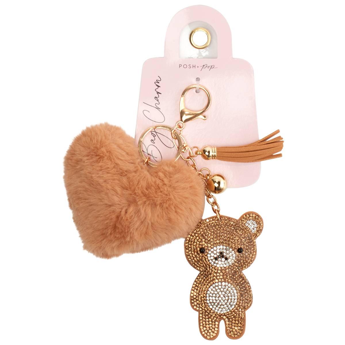 Click here for Girls Posh & Pop Heart Pom & Rhinestone Bear Keych... prices
