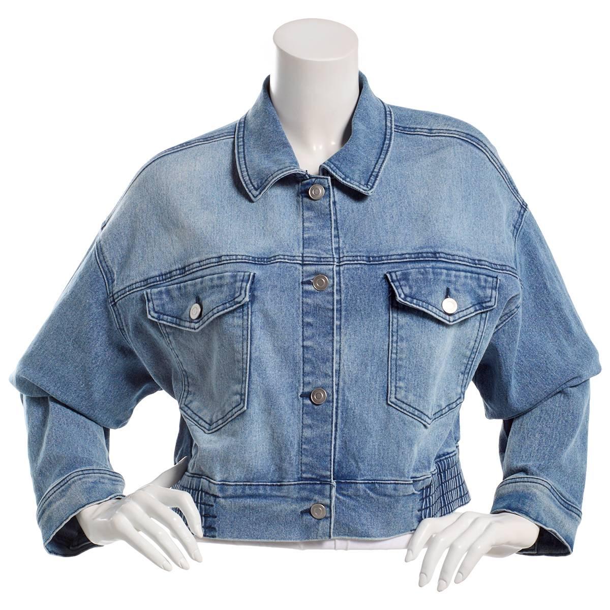 Click here for Womens Baccini Cropped Flap Pocket Denim Jacket prices