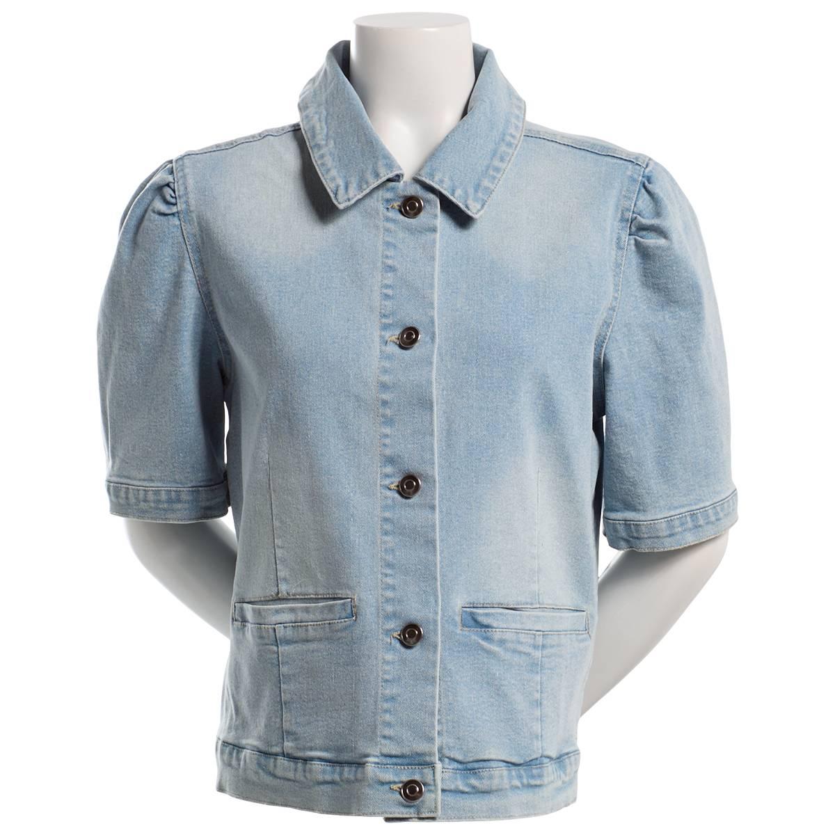 Click here for Womens Baccini Short Puff Sleeve Welt Pocket Denim... prices