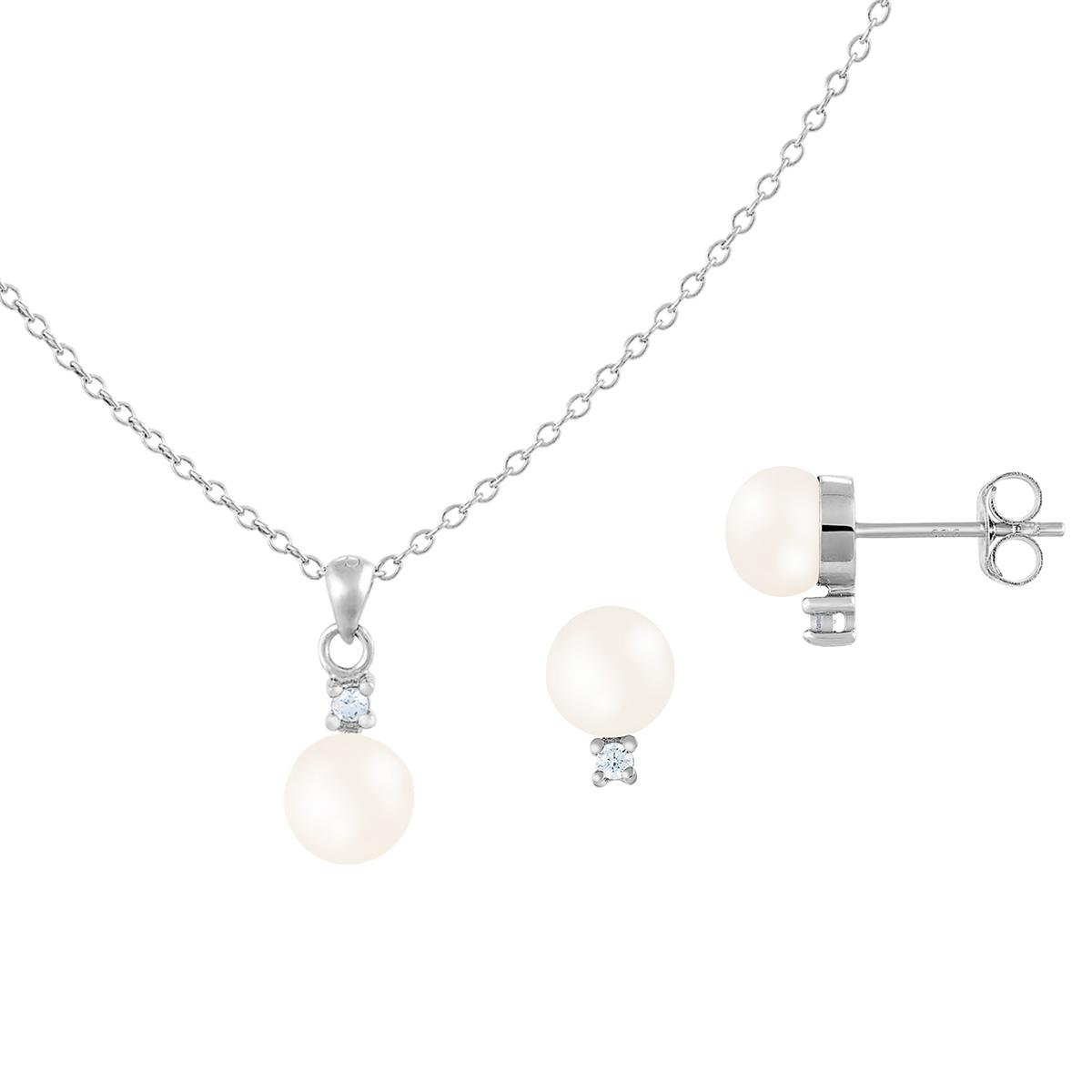 Click here for Splendid Pearls Sterling Silver Pearl Necklace & E... prices