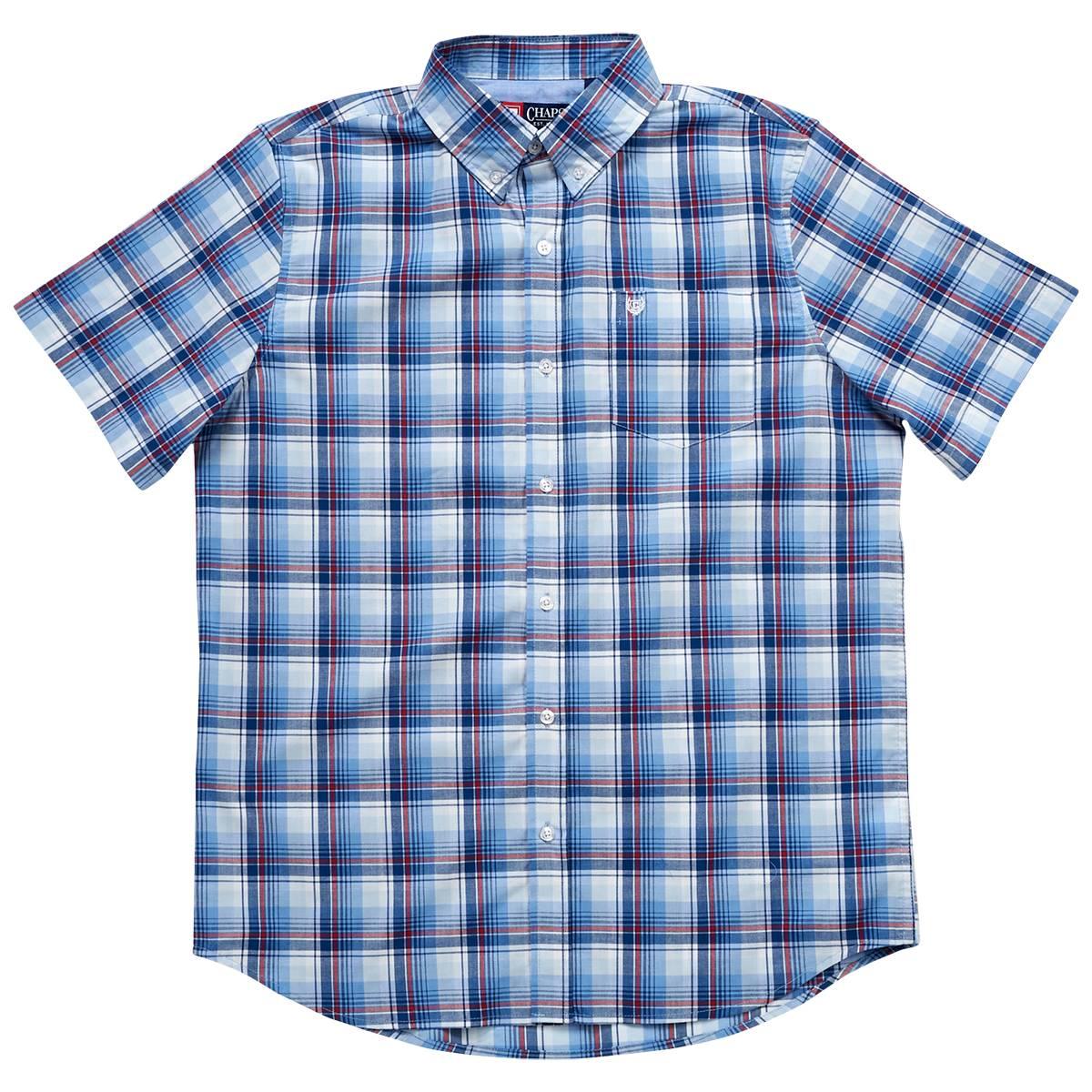 Click here for Mens Chaps Easy Care Plaid Button Down Shirt - Blu... prices
