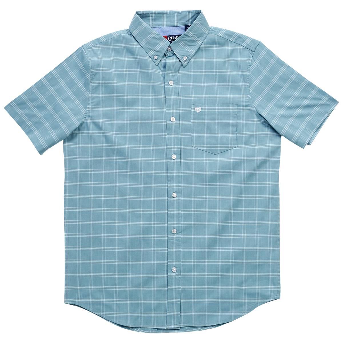 Click here for Mens Chaps Easy Care Plaid Button Down Shirt - Aqu... prices