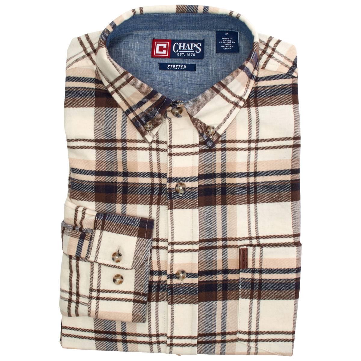 Click here for Mens Chaps Long Sleeve Stretch Flannel Shirt - Des... prices