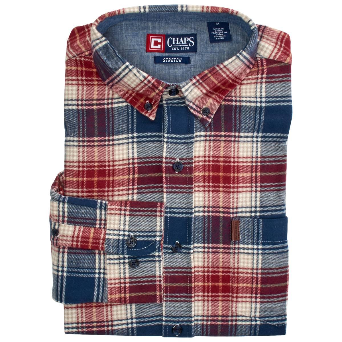Click here for Mens Chaps Long Sleeve Stretch Flannel Shirt - Moo... prices